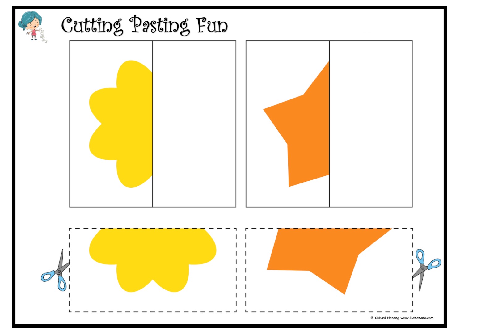 Cutting and Pasting Fun Worksheets - KidzeZone