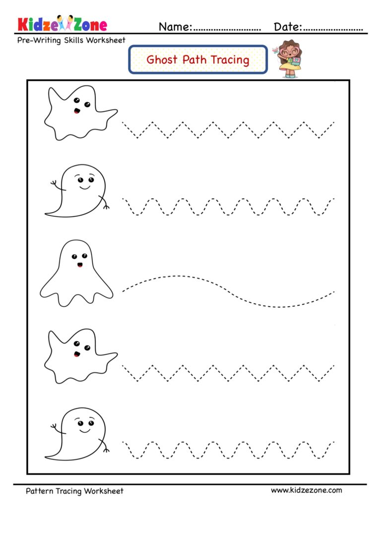 Preschool Pattern Tracing Worksheet - 14- KidzeZone