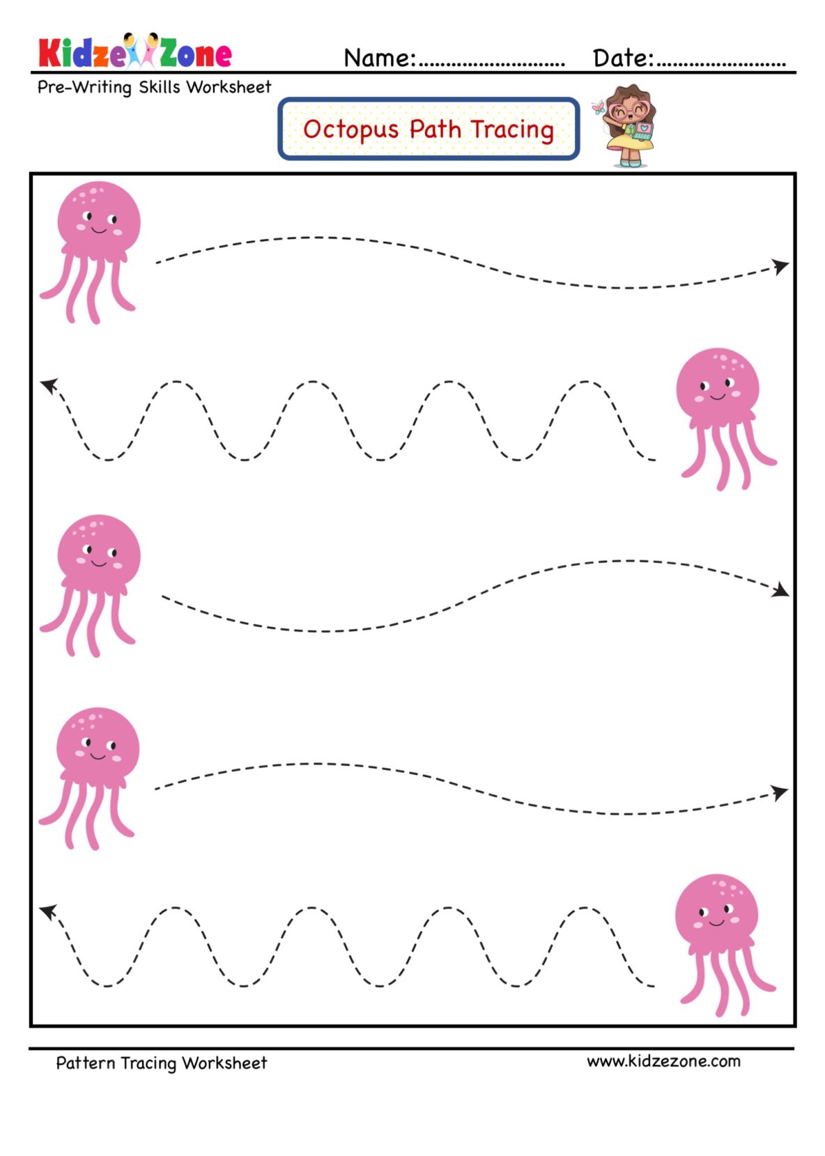 PreK Pattern Tracing Worksheet - 16- KidzeZone