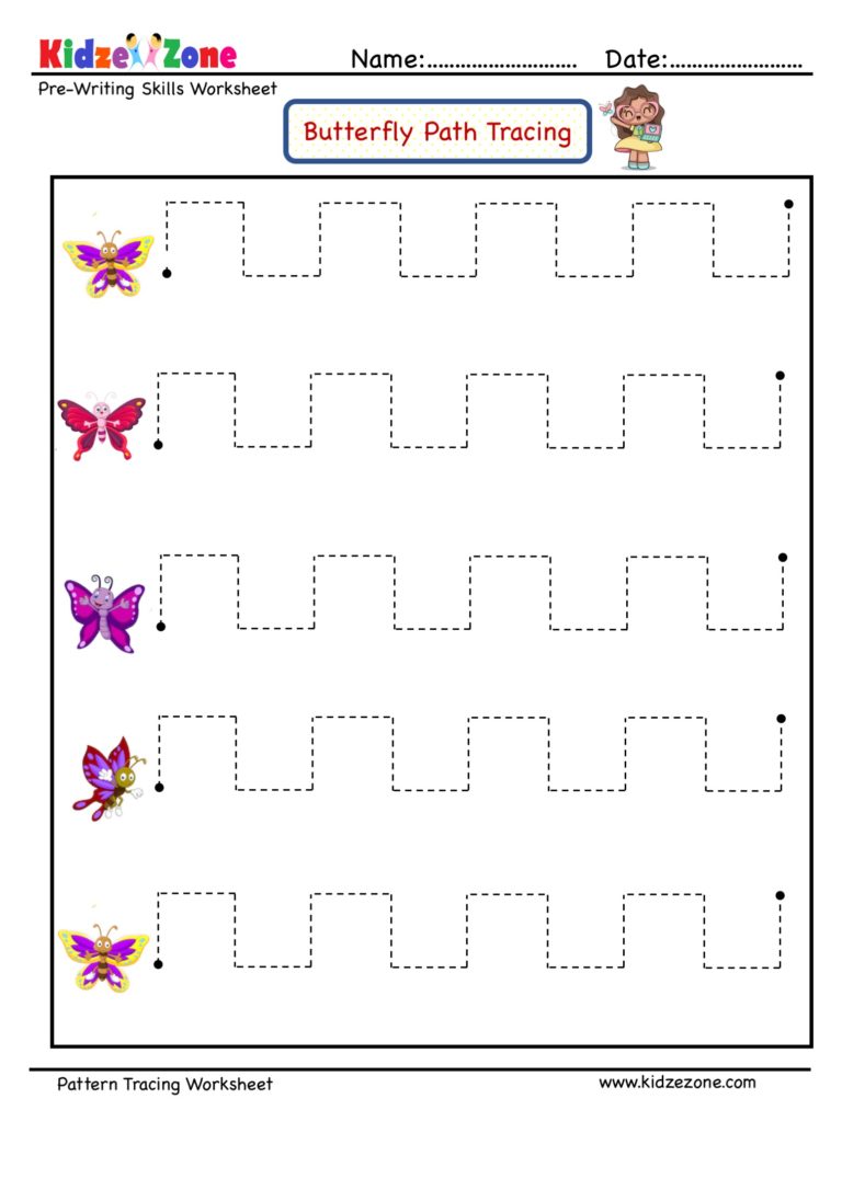 Preschool Pattern Tracing Worksheet - 9- KidzeZone
