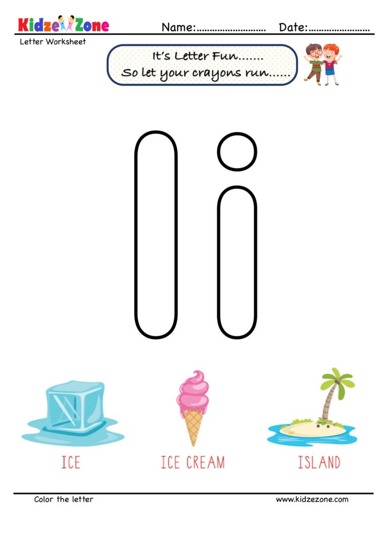 Letter I Coloring Worksheet - KidzeZone